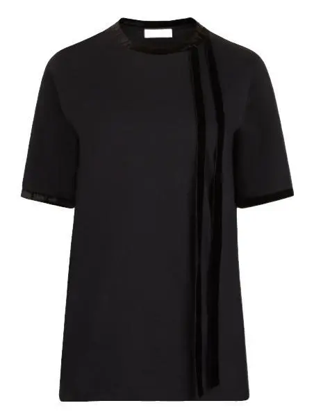 Nina Ricci Velvet Ribbon Detail T-shirt - Black