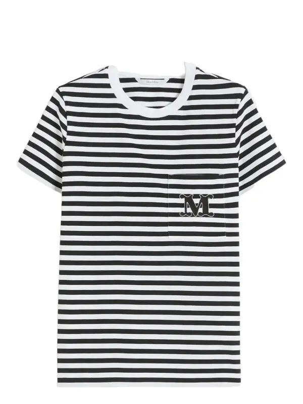 Max Mara Striped T-shirt With Pocket Detail - Black
