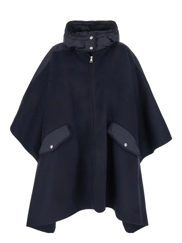 Moncler Hooded Zip-front Cape - Blue