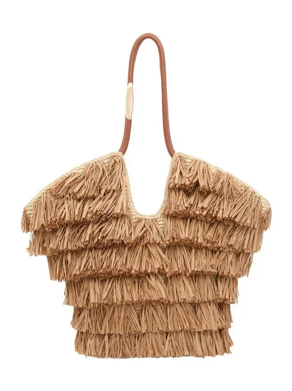 Zimmermann Golden Time Medium Fringe Tote - Tan Fringe Stripe