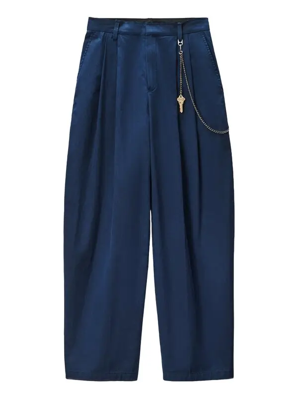 Alexander Wang Mid Rise Pleated Trousers With Detachable Chain Belt - Blue
