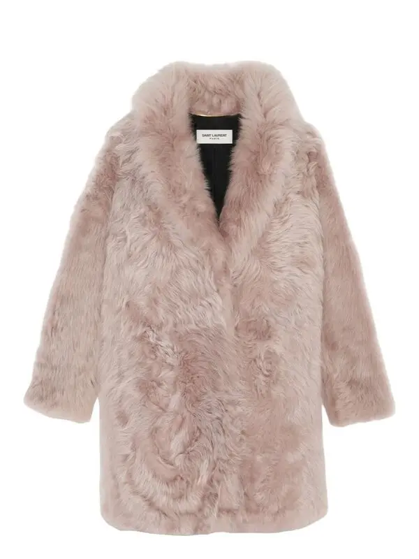 Saint Laurent Shearling Long-sleeved Coat - Pink