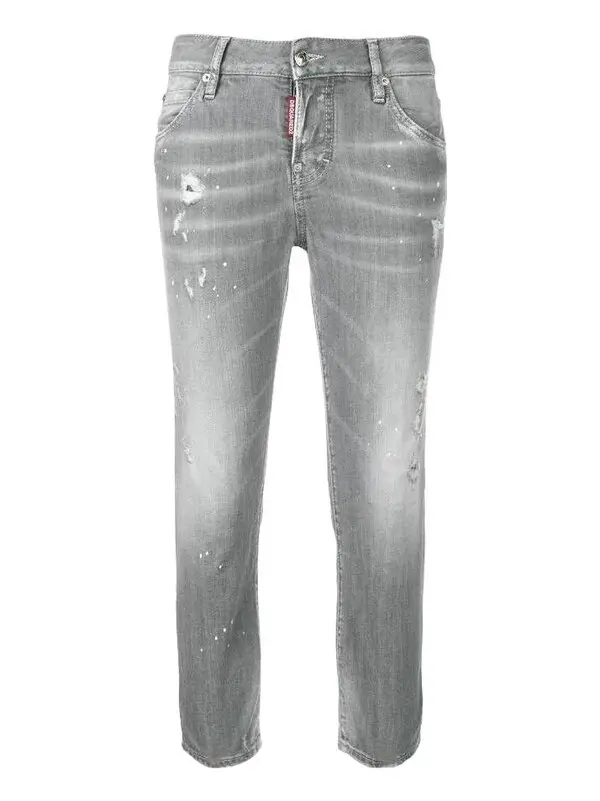 Dsquared2 Stone Washed Tight Nine-quarter Jeans - Gray