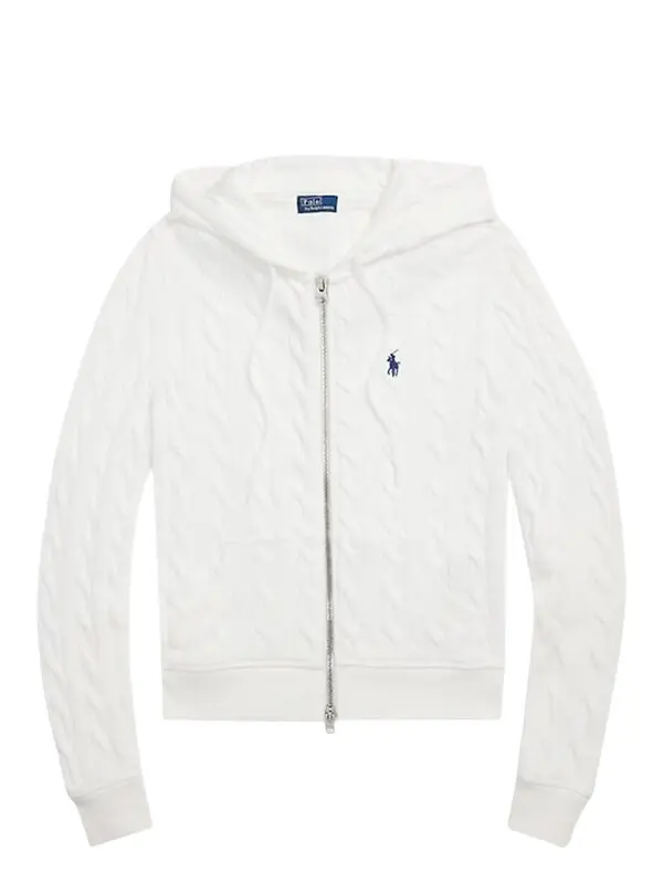 Polo Ralph Lauren Cable-knit Full-zip Hooded Cardigan - White
