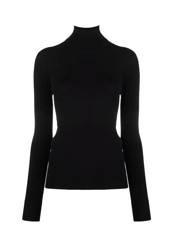 Bottega Veneta Ribbed-trim Roll-neck Top - Black