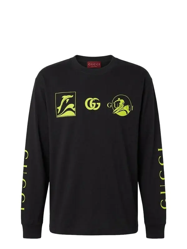 Gucci Printed Jersey Sweatshirt With Graphic Motifs - Black