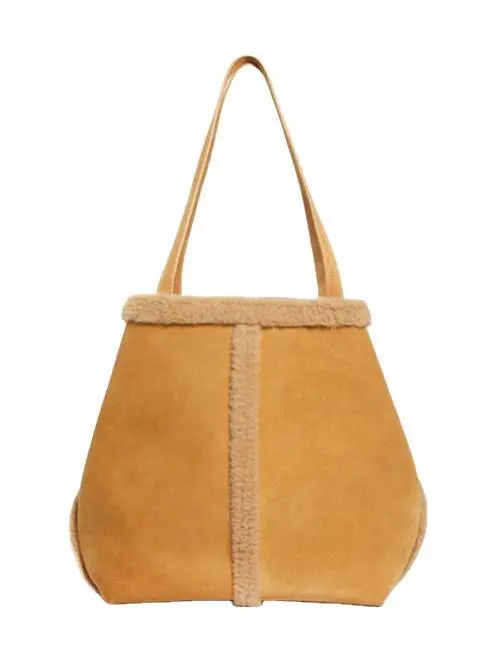 Vanessa Bruno Fleece-trimmed Tote Bag - Camel