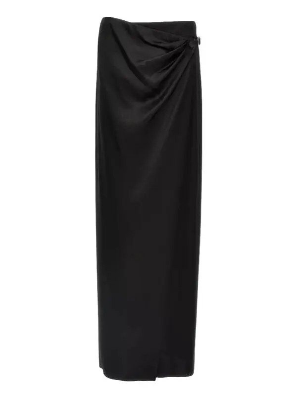 TOM FORD Belted Maxi Skirt In Double Fluid Silk Satin - Black