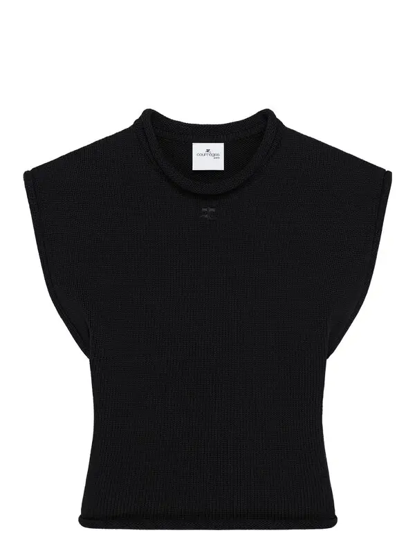 COURREGES Cropped Knitted Tank Top - Black