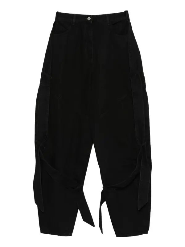 Attico Belted Loose Fit Jeans - Black