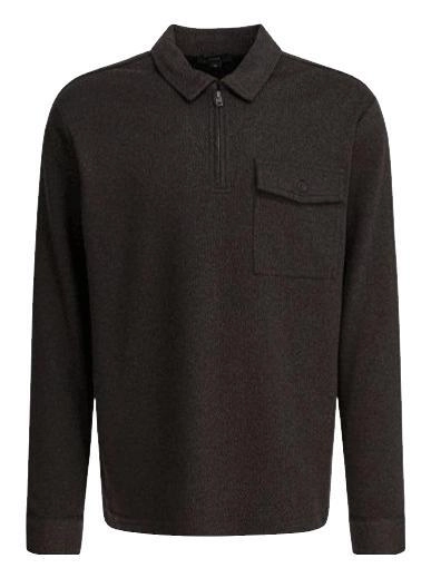 Vince Zip-pocket Polo Shirts - Heather Deep-roasted/black