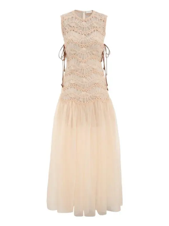 Zimmermann Illuminate Macrame Maxi Dress - Cream