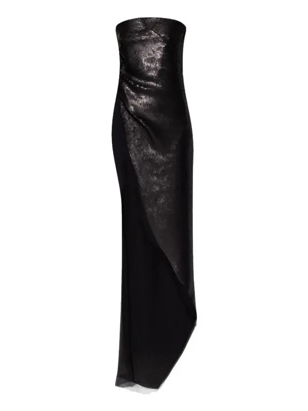 Rick Owens Sequin-embellished Asymmetric Hem Long Top - Black