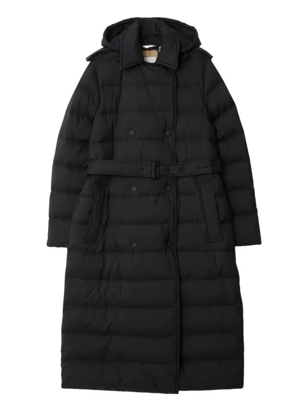 Burberry Belted Hooded Padded Trench Coat - Black