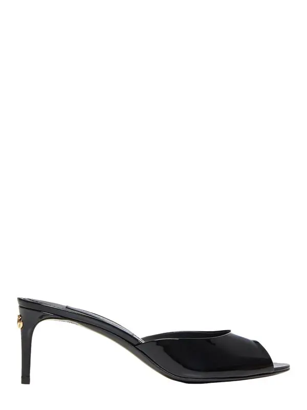Dolce & Gabbana Stiletto Heel Slip-on Mules With Gold Dg Logo - Black