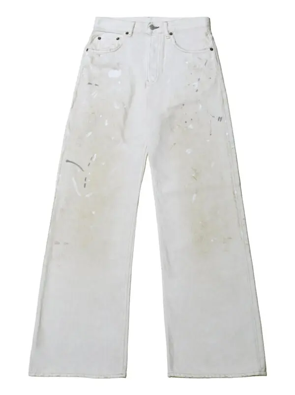 Acne Studios Distressed Logo Patch Jeans - White