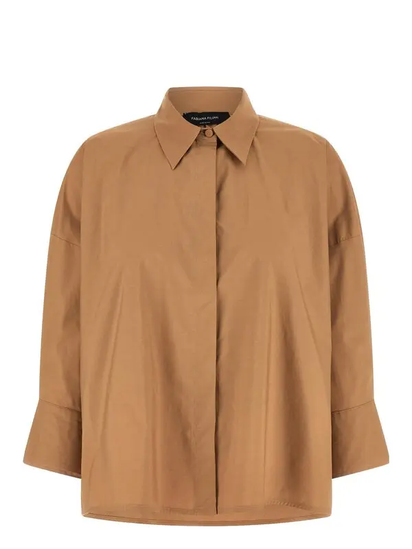 Fabiana Filippi Embellished Cotton Poplin Shirt - Brown