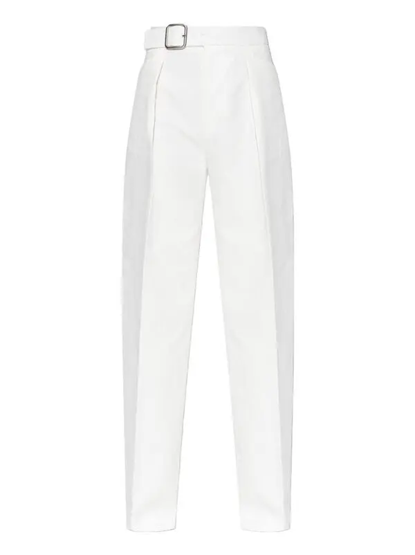 JIL SANDER Cotton Palazzo Pants With Belt - White