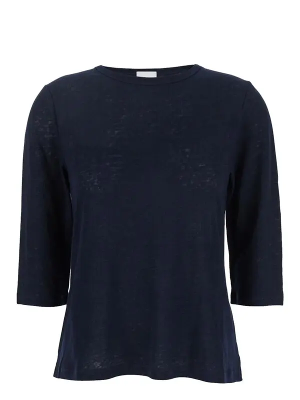 ALLUDE Boat Neck Long Sleeve Sweater - Blu