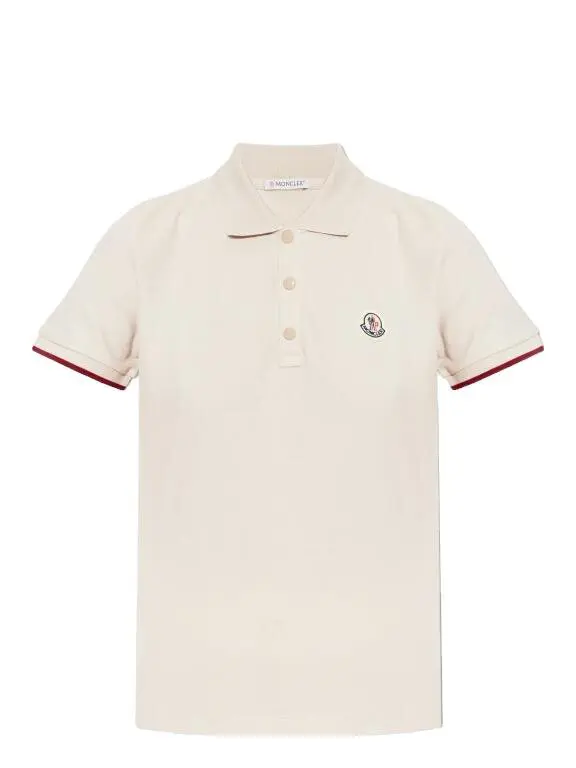 Moncler Logo Patch Short Sleeve Polo Shirt - Dove-grey