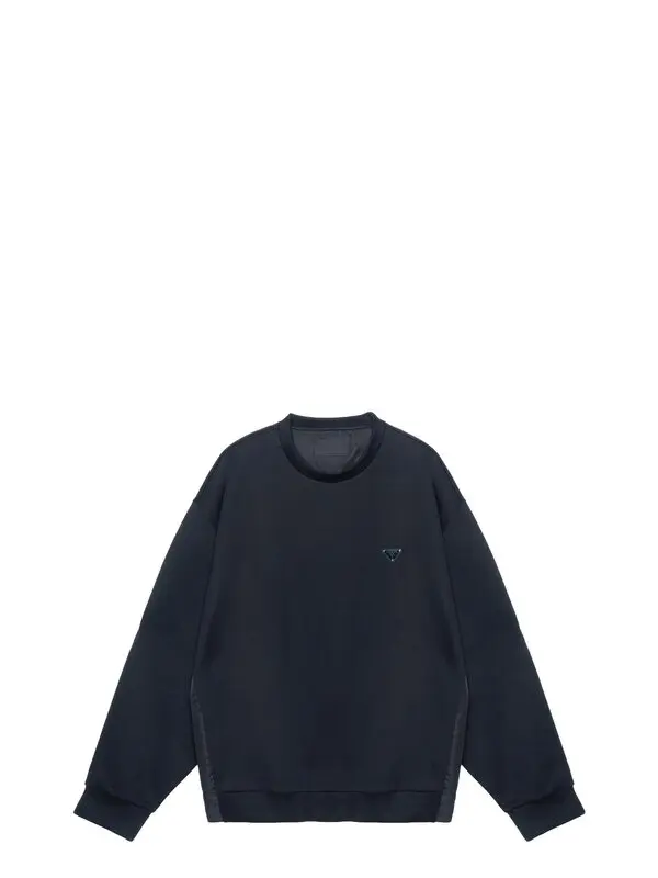 Prada Logo Plaque Round-neck Sweatshirt - Black/black