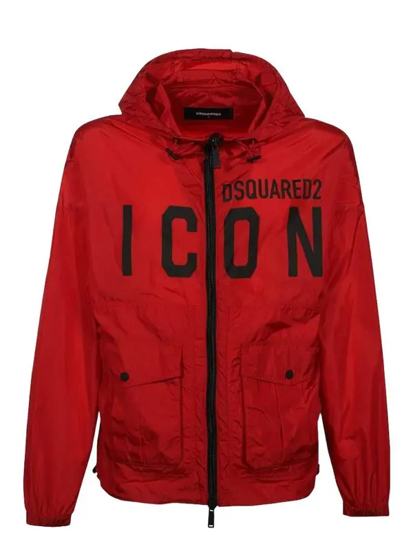 Dsquared2 Logo Hooded Zip Up Jacket - Red