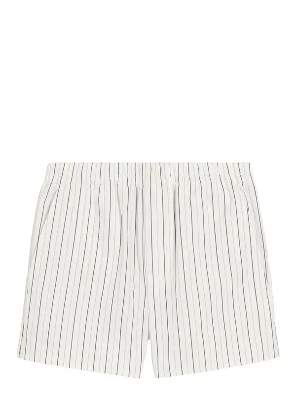 Ami Striped Shorts With Logo Detail - White