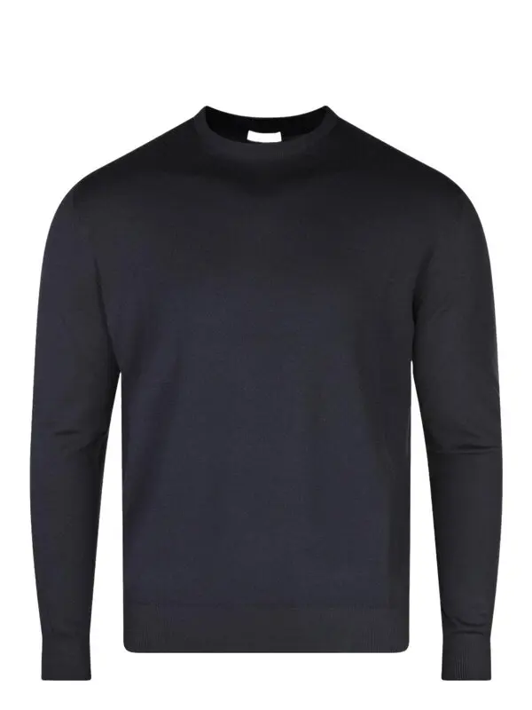 Malo Ribbed Trim Virgin Wool Sweater - Black