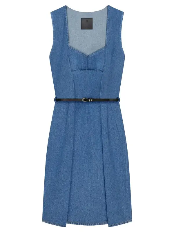 Givenchy Sleeveless Belted Denim Dress - Dark Blue