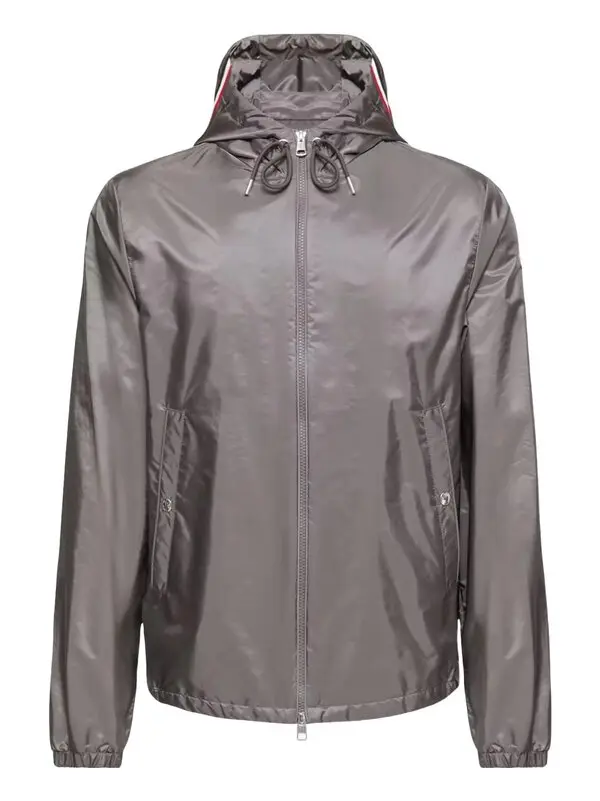 Moncler Logo Patch Zip-up Hooded Jacket - Grey