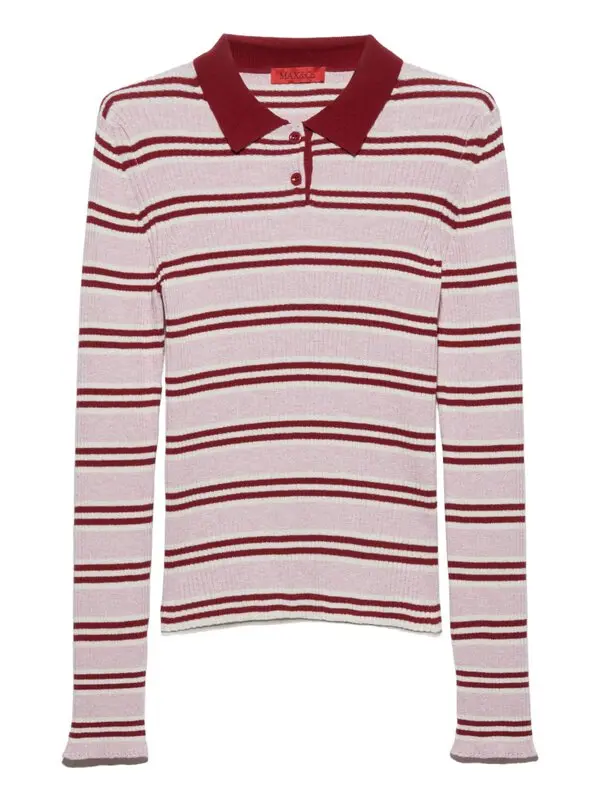 MAXCO. Max&co. Striped Polo-neck Jumper - Red