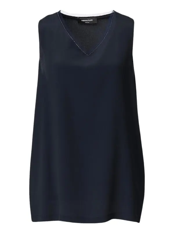 Fabiana Filippi Crepe De Chine V-neck Tank Top - Blue