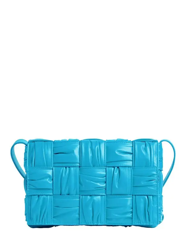 Bottega Veneta Cassette Leather Crossbody Bag - Blue