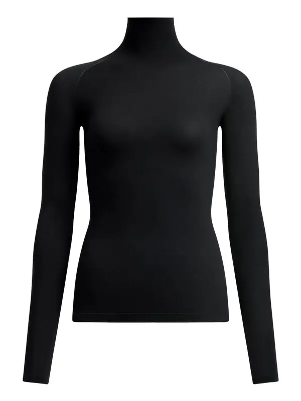 Alaïa Turtleneck Long Sleeve Top - Black