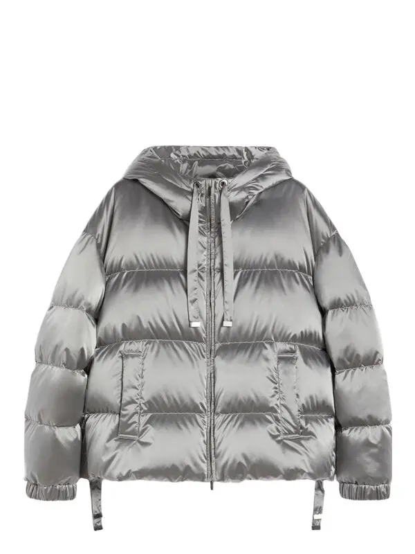Max Mara Hooded Puffer Jacket With Drawstring Hem - Medium Gray