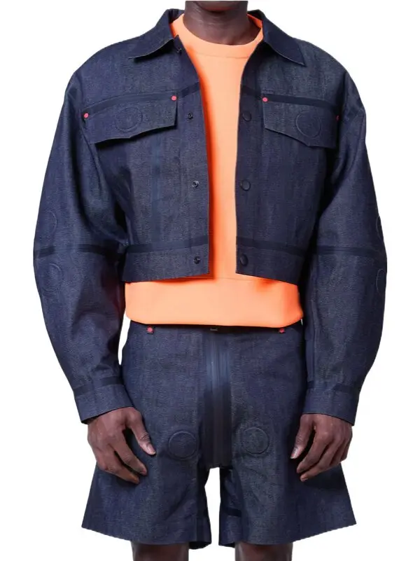 WALTER VAN BEIRENDONCK Embossed Denim Blazer - Blue