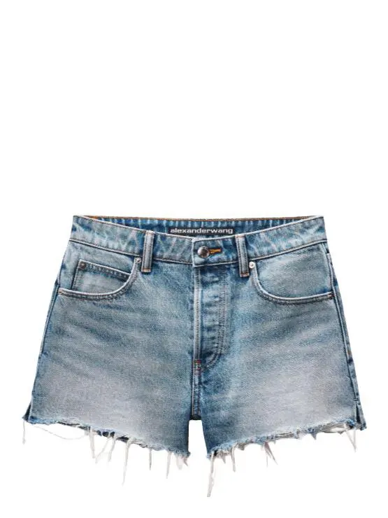 Alexander Wang Distressed Denim Shorts - Authentic Light Indigo