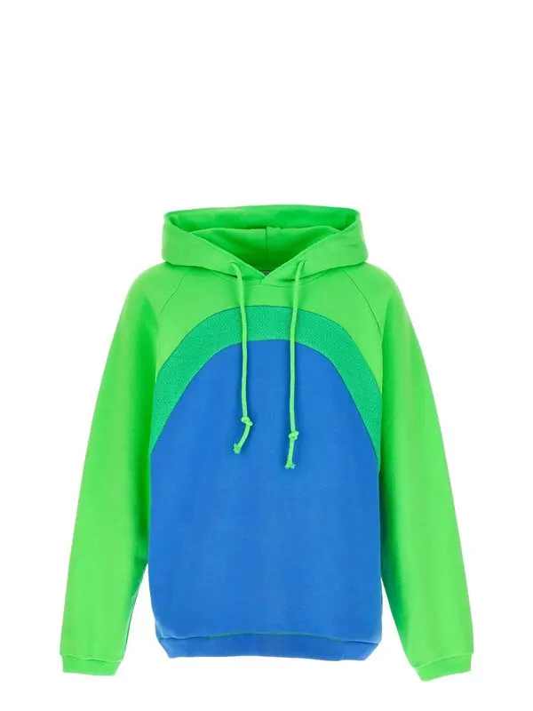 ERL Rainbow Knit-panelled Drawstring Hoodie - Green