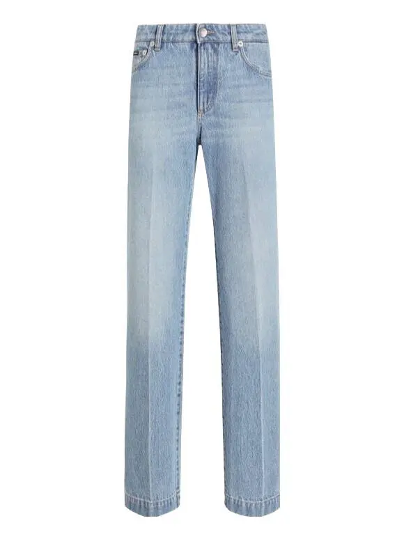 Dolce & Gabbana Pressed Pleat Loose Jeans - Blue