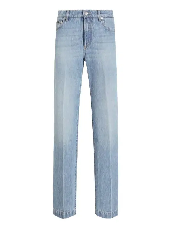 Dolce & Gabbana Pressed Pleat Loose Jeans - Blue