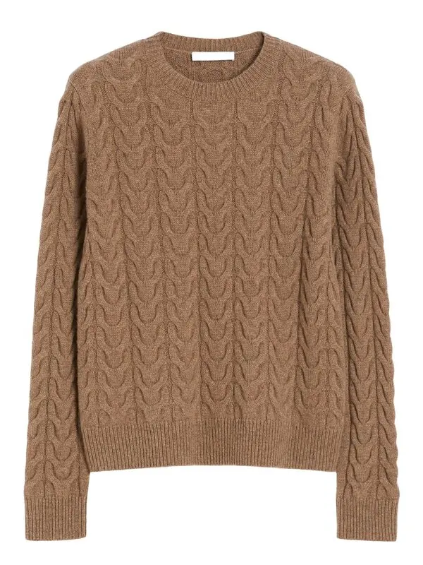 Max Mara Cable-knit Crewneck Sweater - Camel