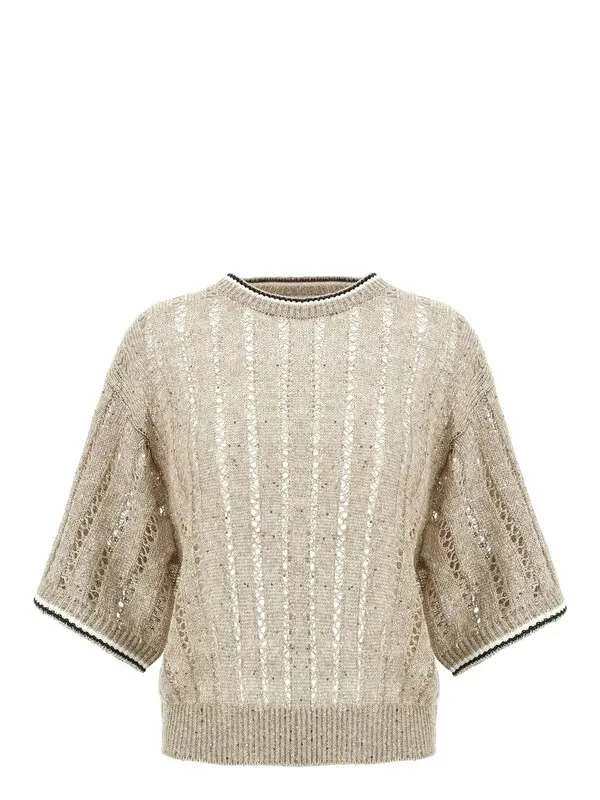 Brunello Cucinelli Dazzling Crewneck Jumper - Cold Beige