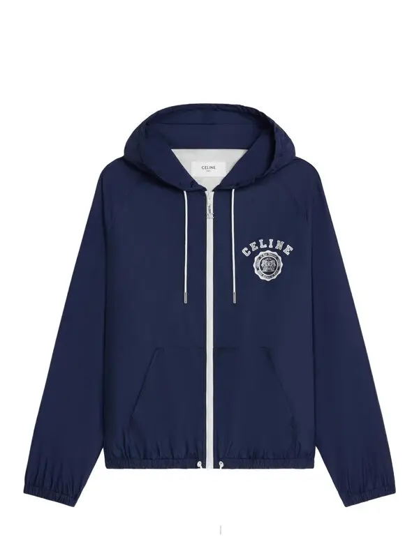 Celine Blason Windbreaker In Lightweight Nylon - Blue