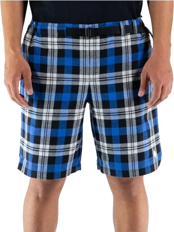 MARCELO BURLON COUNTY OF MILAN Belted Checked Shorts - Black