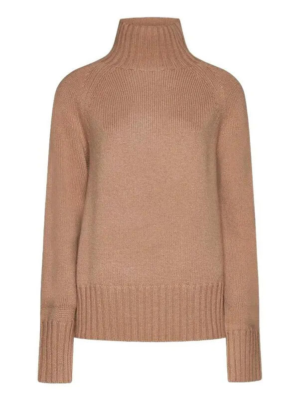 Max Mara High Neck Wool Blended Sweater - Brown