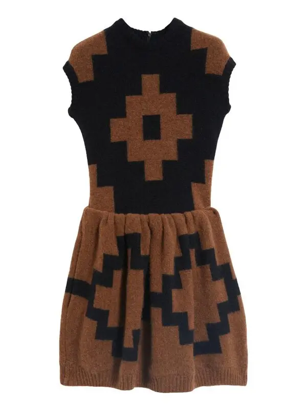 Max Mara Geometric Mohair Yarn Dress - Black
