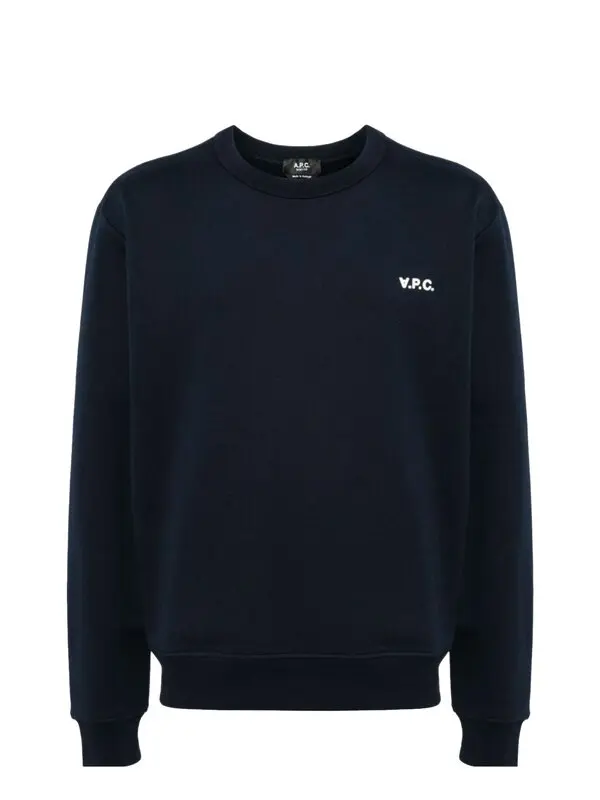 A.p.c. Logo Printed Crewneck Sweatshirt - Navy Blue