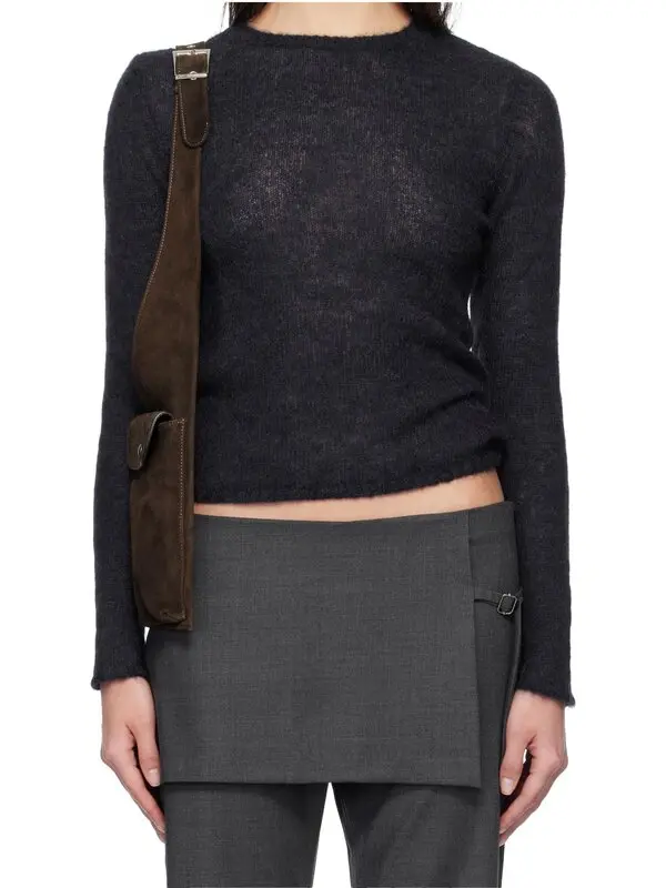 Paloma Wool Avec Plaisir" Long Sleeve Sweater - Navy Blue