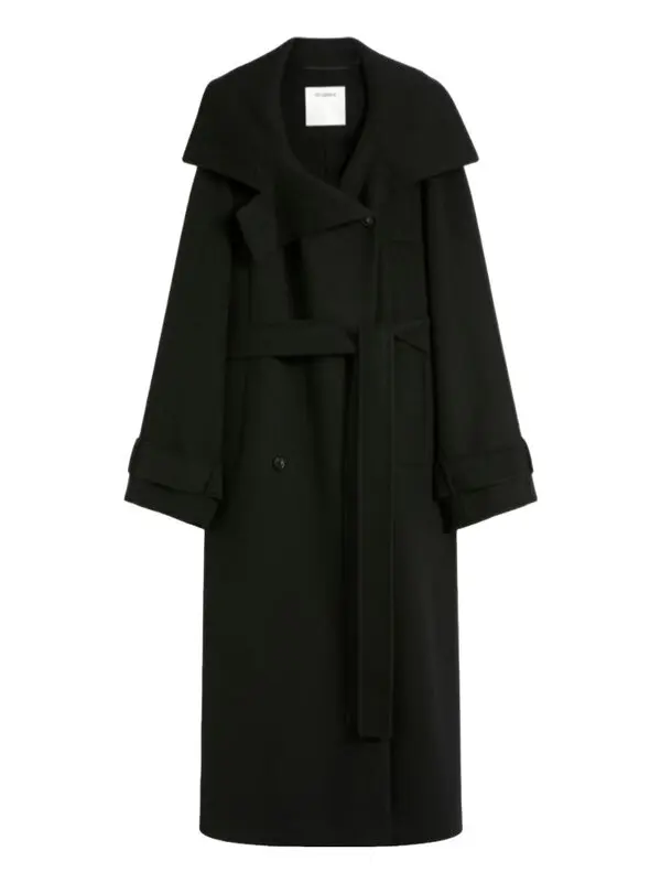 Sportmax Yole Double-breasted Belted Long Coat - Black
