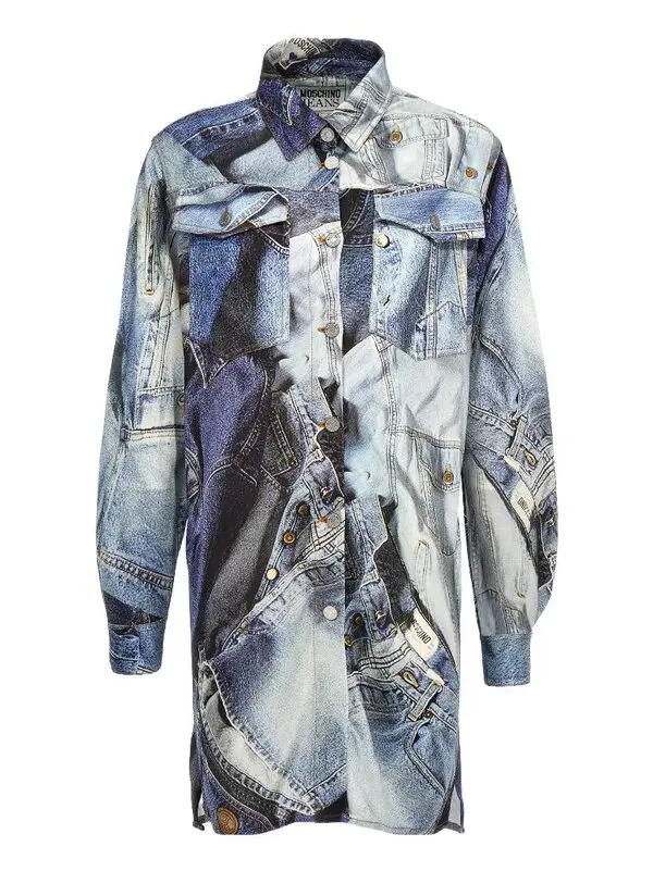 Moschino Graphic Print Long Sleeve Shirt - Gray